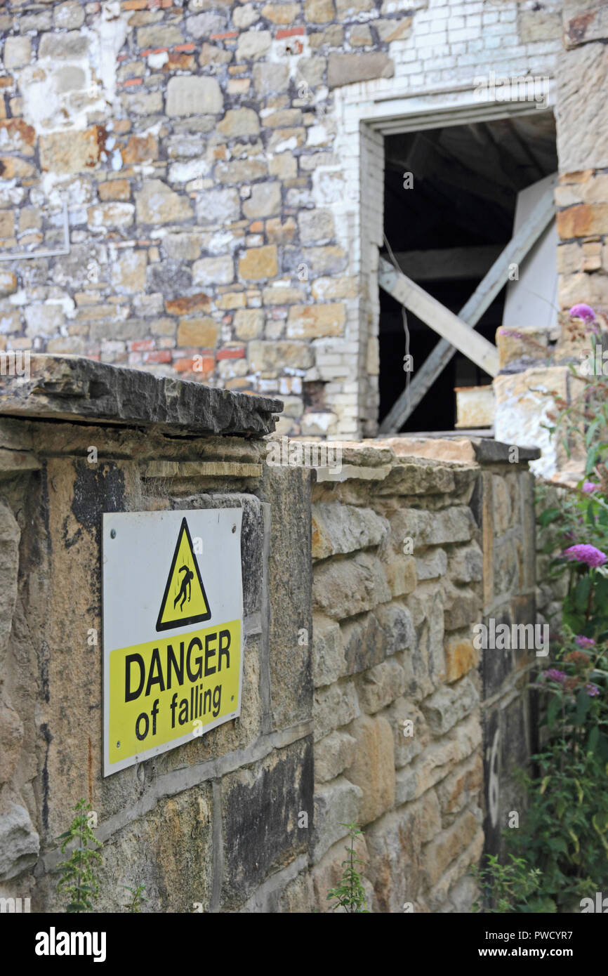 Danger of falling warning sign Stock Photo - Alamy
