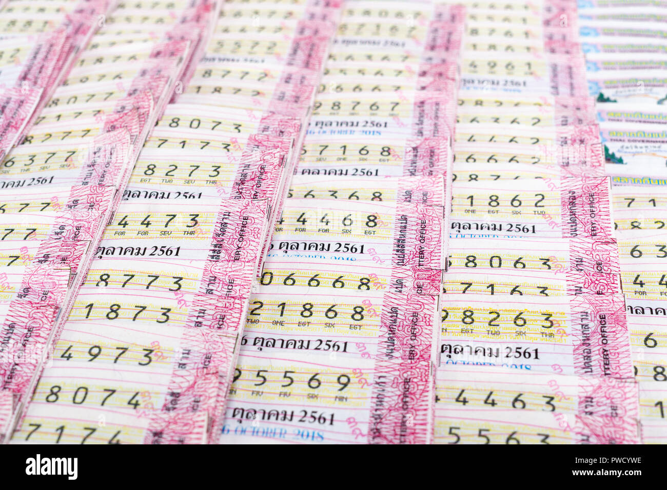 Close up of Thai government lottery tickets texture background Stock ...