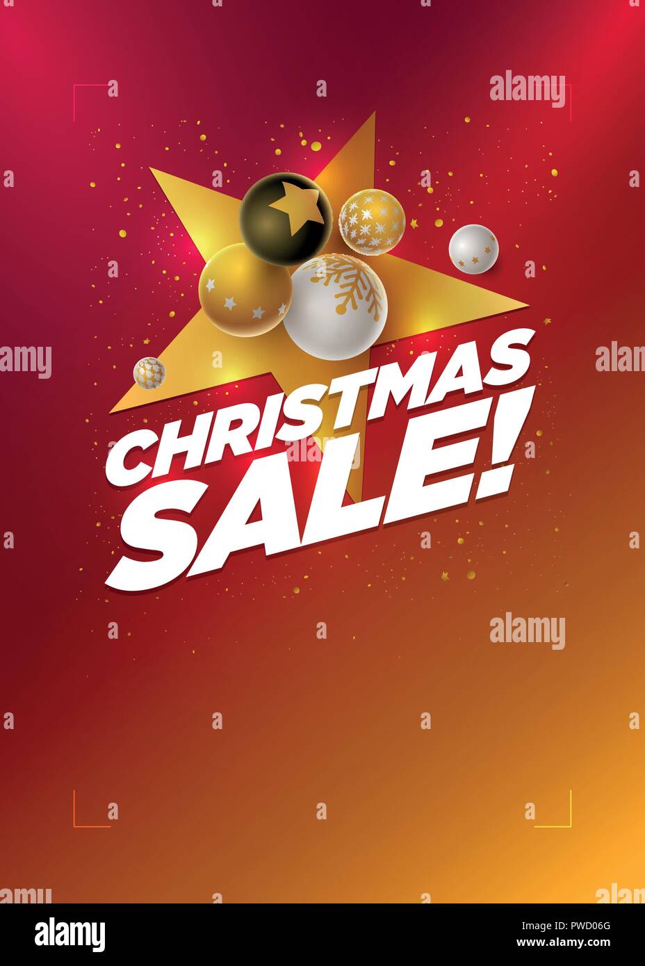 Vector Christmas Sale poster design Template with 3d white, black and ...