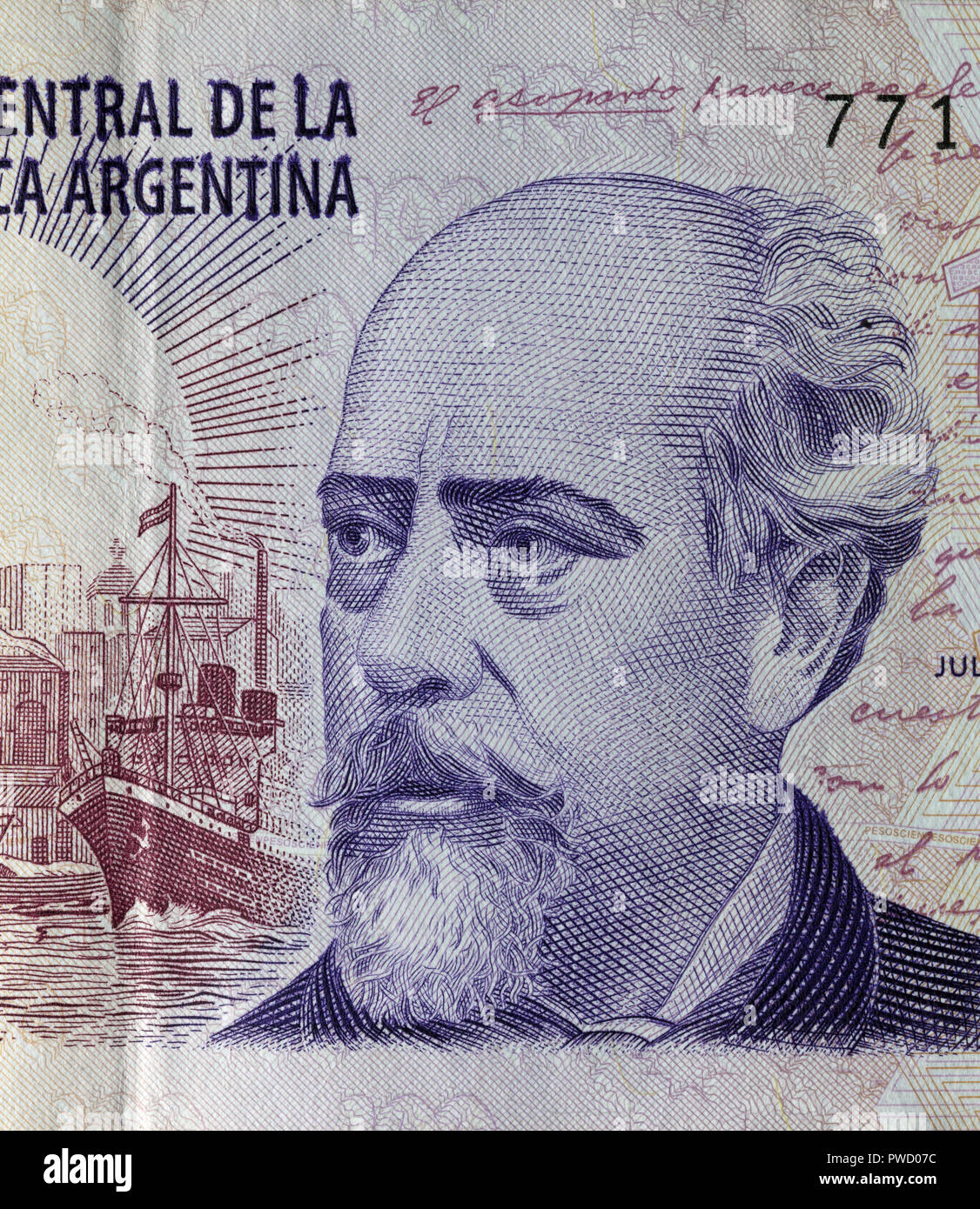 Portrait of Julio Argentino Roca from 100 pesos banknote, Argentina ...