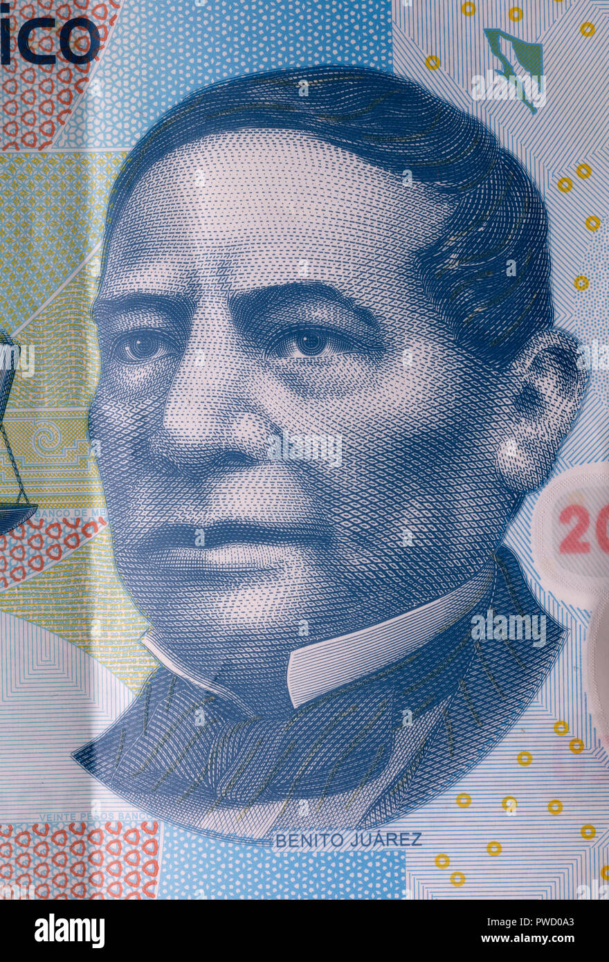 Portrait of Benito Juarez from banknote, 2013 Stock Photo - Alamy
