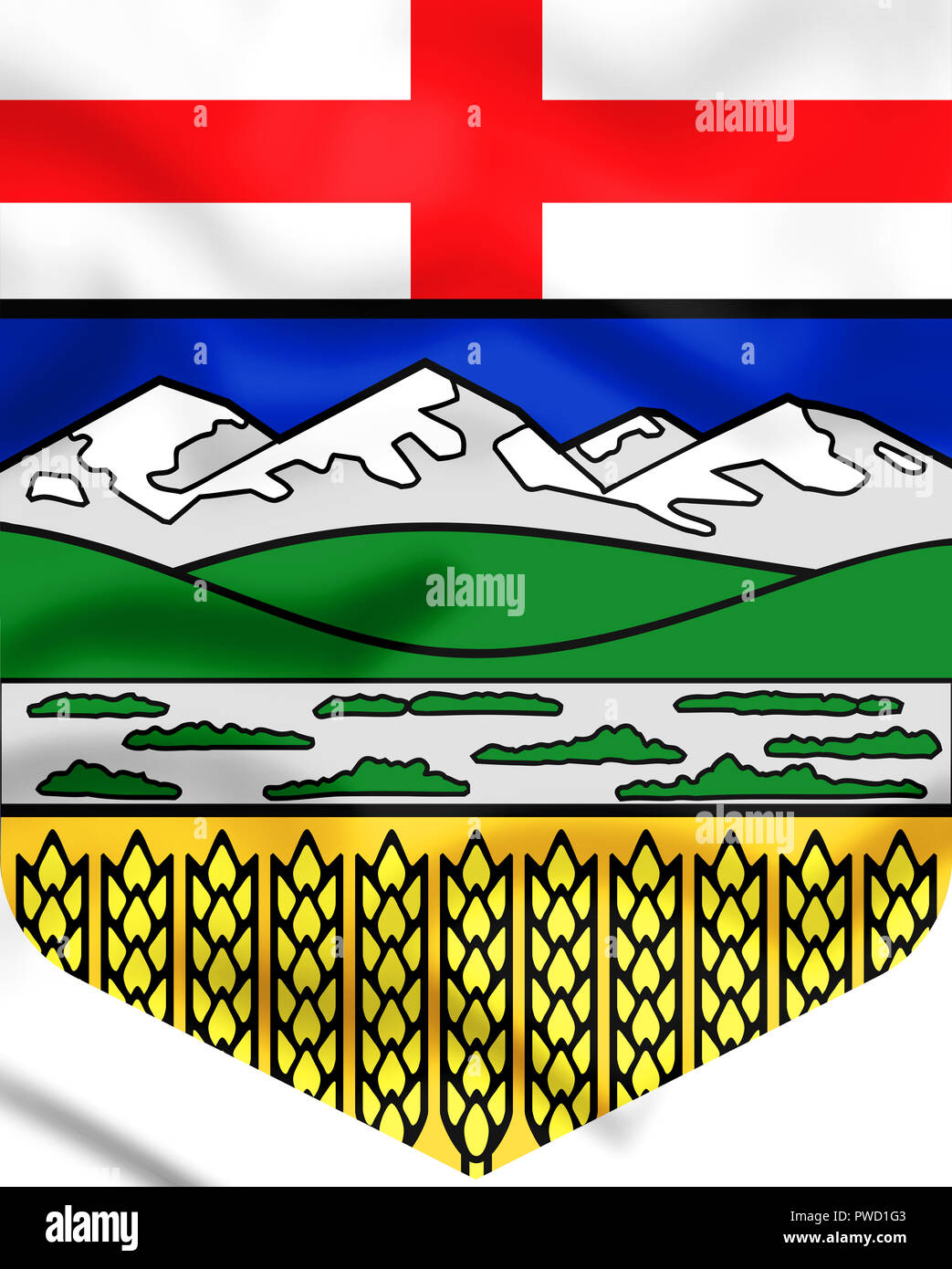 3D Alberta province coat of arms, Canada. 3D Illustration Stock Photo ...