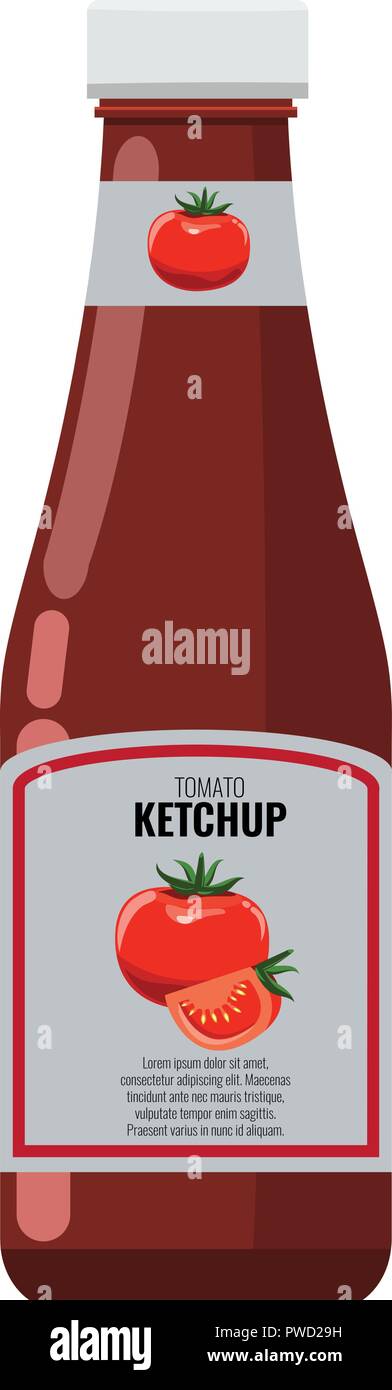 Bottle of ketchup mock up with flat and solid color design style vector ...