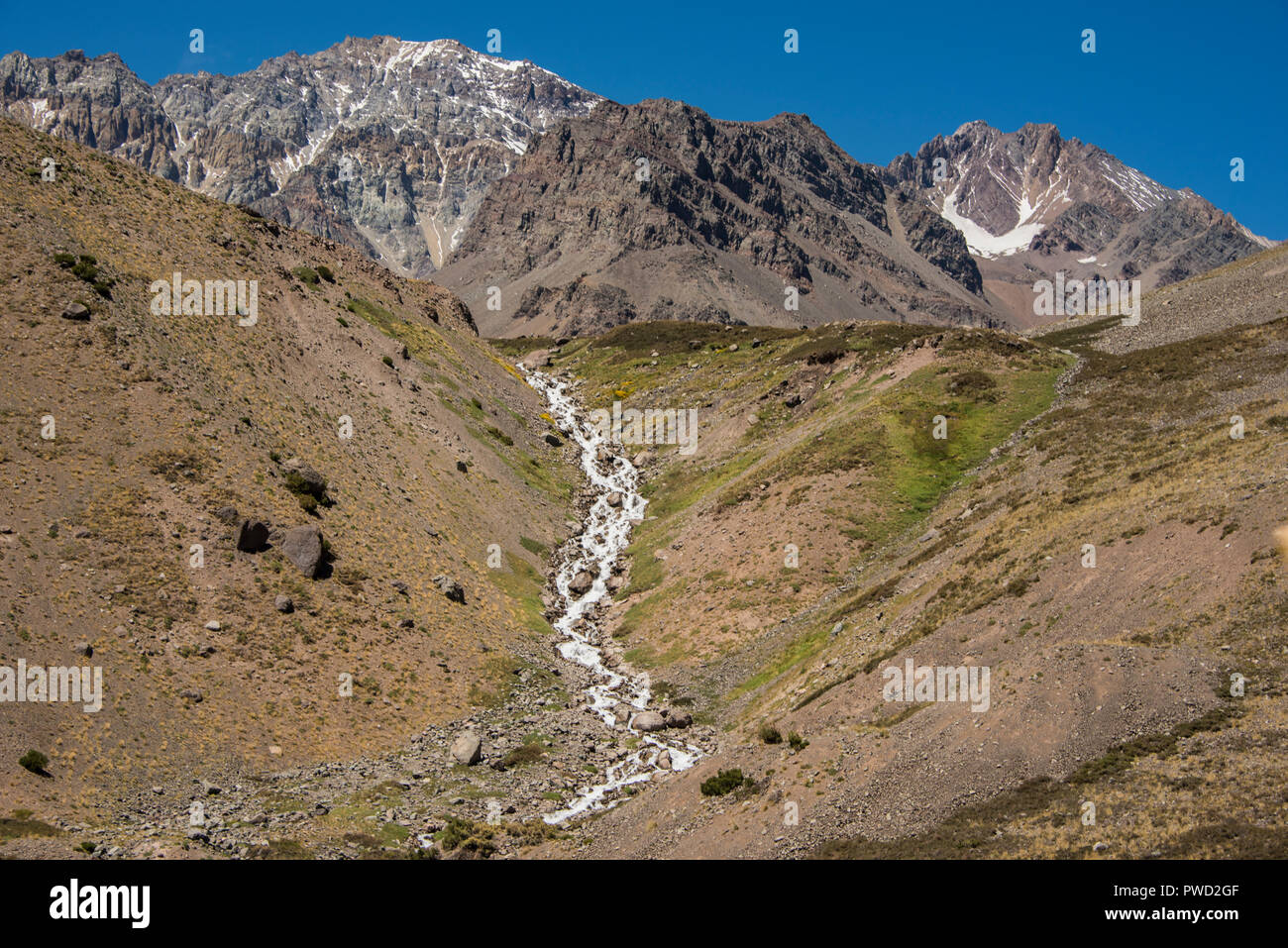 Andean mountain landscape with stream Stock Photo - Alamy