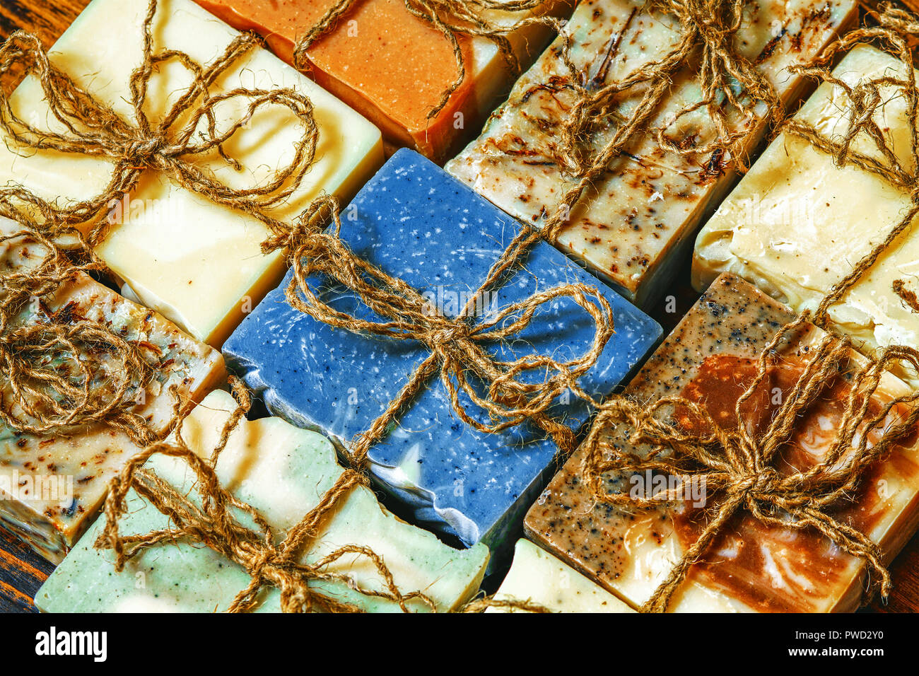 Organic handmade soap. A lot of slices Stock Photo - Alamy
