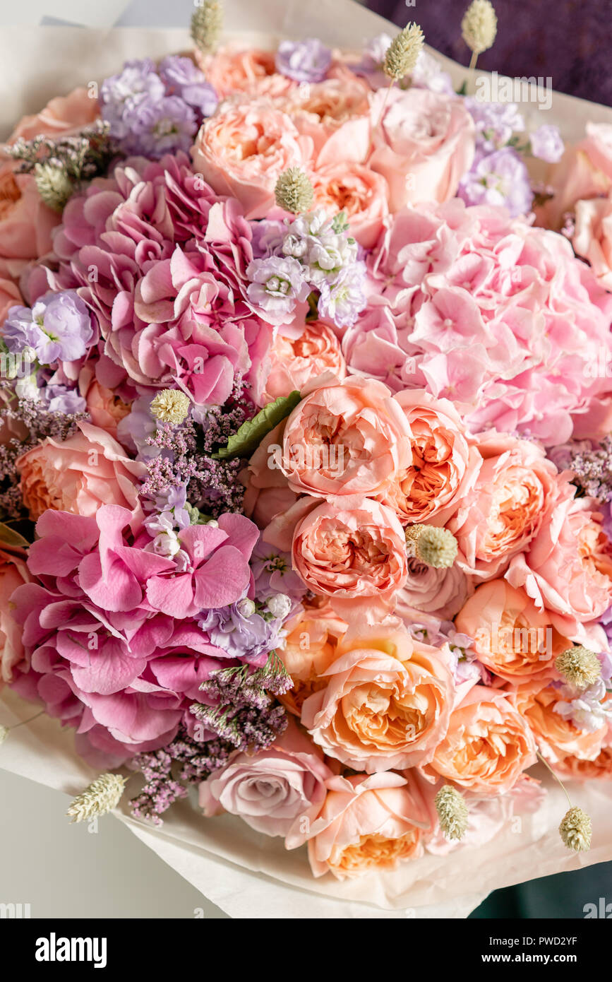 beautiful spring bouquet. composition of different colors. background ...