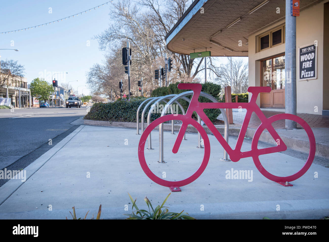 A bicycle parking area in the CBD of Orange in country New South Wales ...