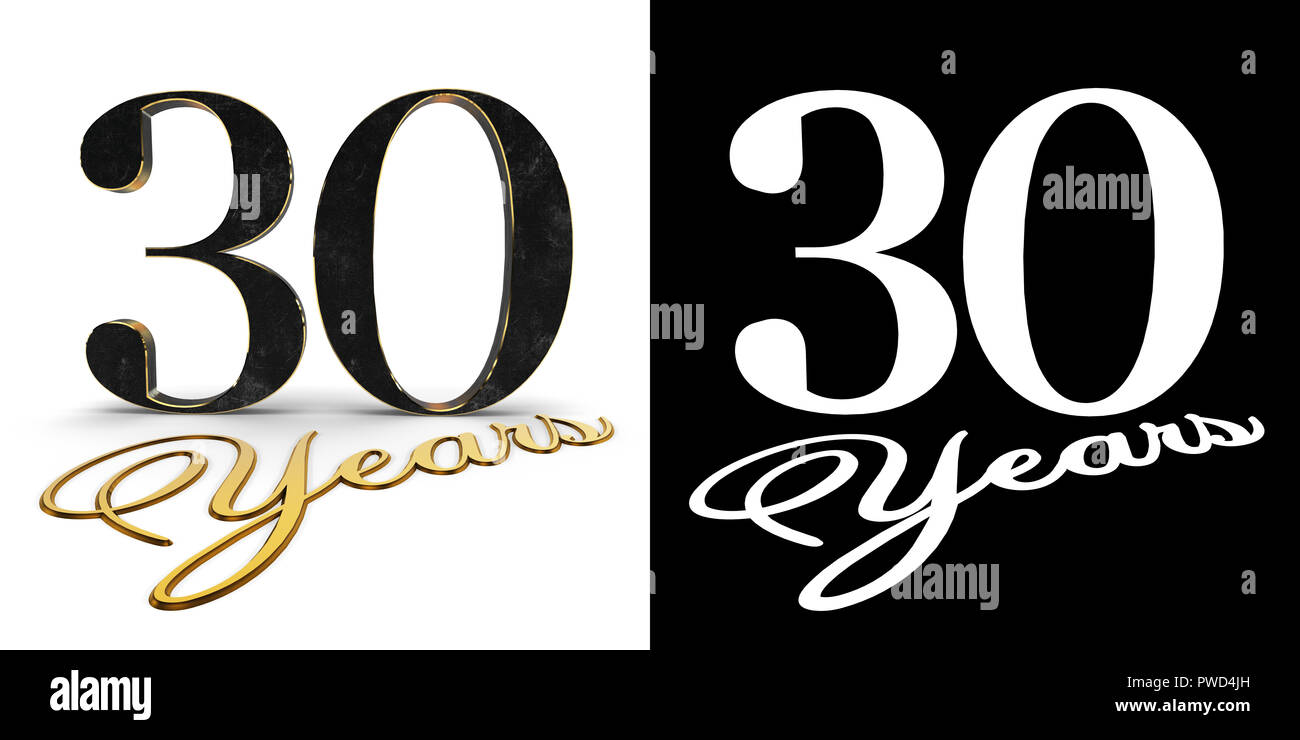 Golden number thirty (number 30) and the inscription years with drop ...