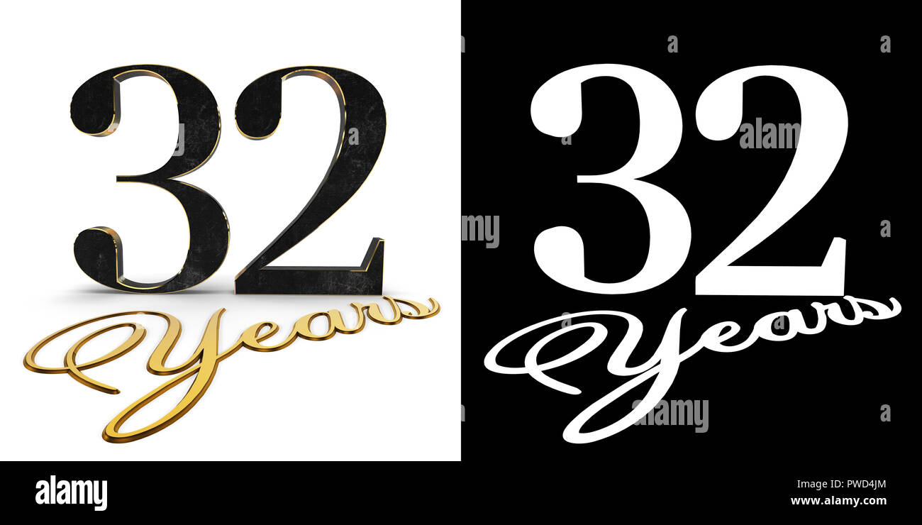 Golden number thirty two (number 32) and the inscription years with ...