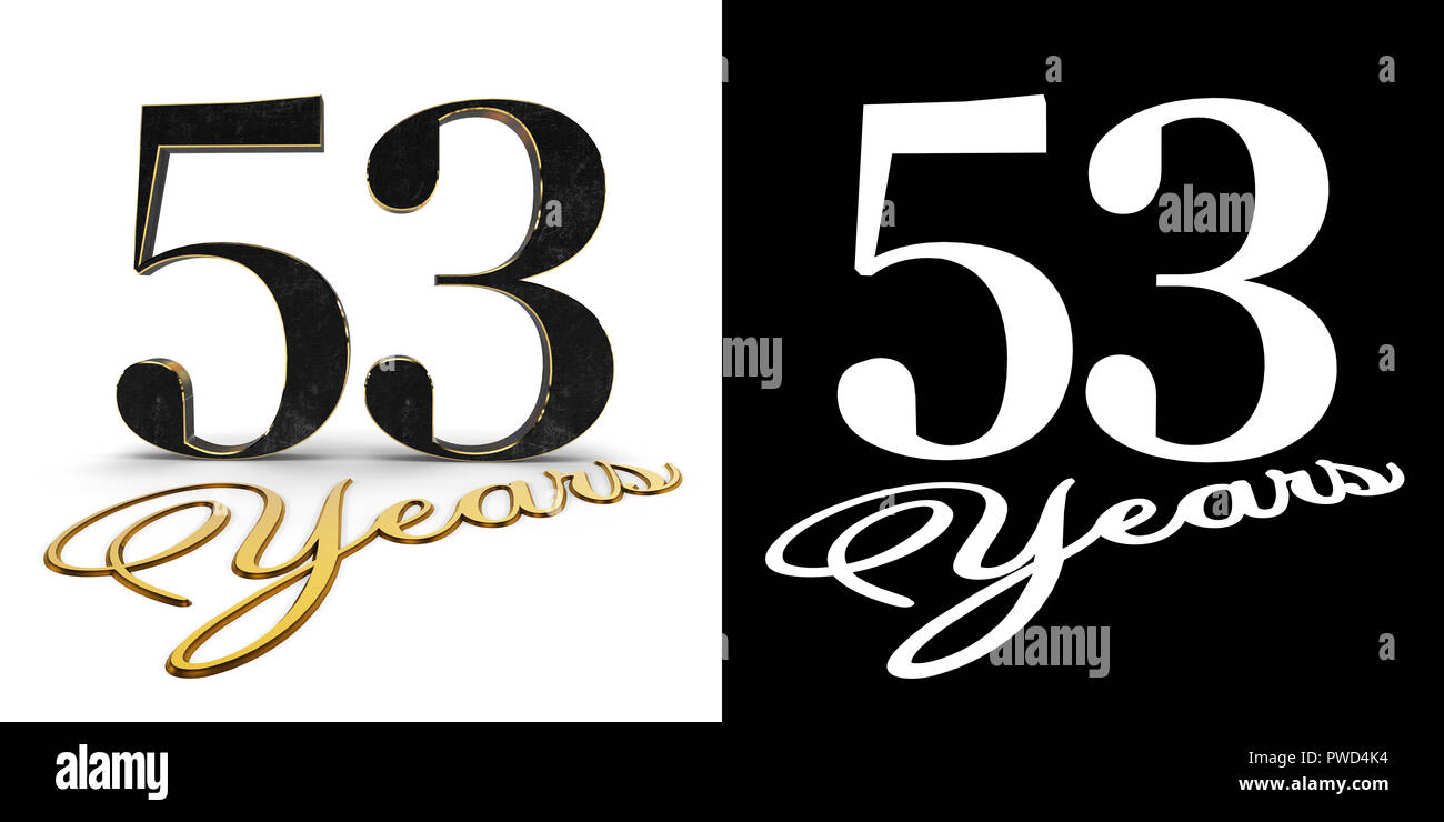 Golden number fifty three (number 53) and the inscription years with ...