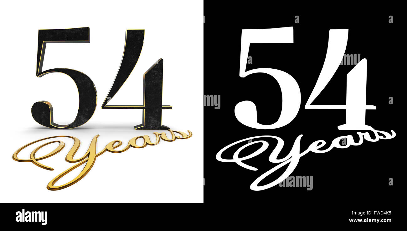 Golden number fifty four (number 54) and the inscription years with ...