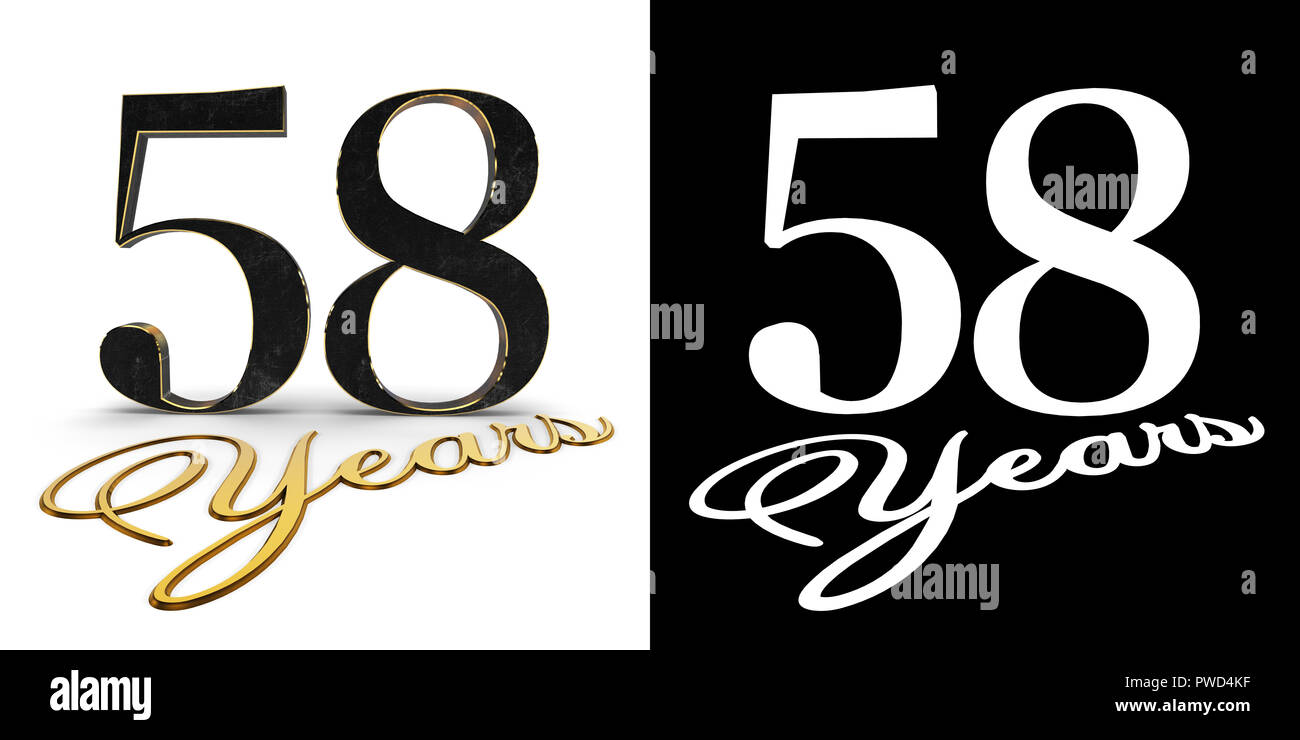 Golden number fifty eight (number 58) and the inscription years with ...