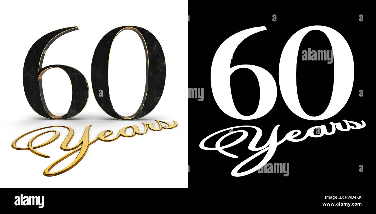 Golden number sixty (number 60) and the inscription years with drop ...
