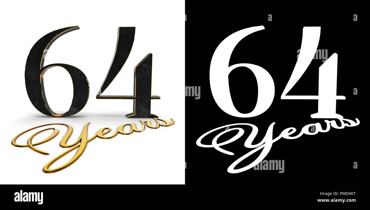 Golden number sixty four (number 64) and the inscription years with ...