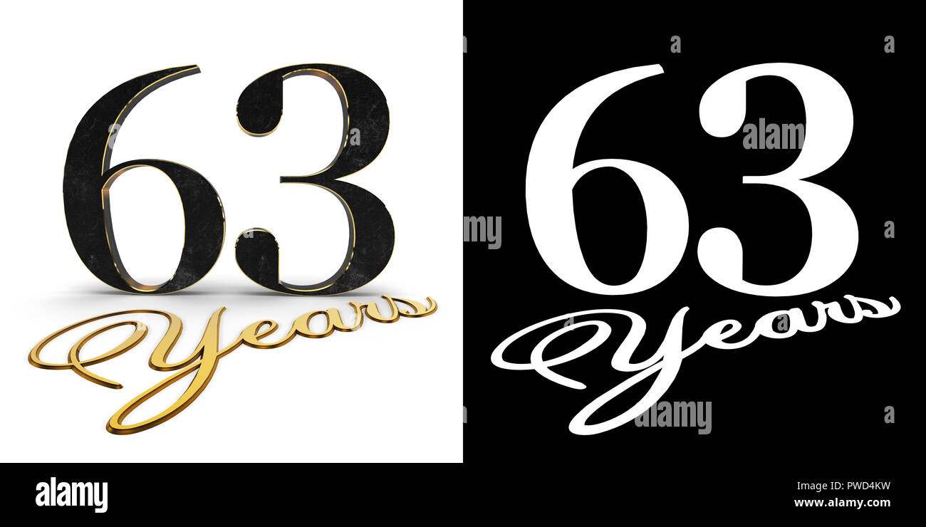 Golden number sixty three (number 63) and the inscription years with ...