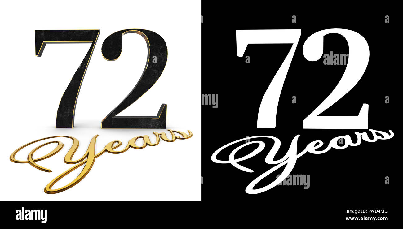 Golden number seventy two (number 72) and the inscription years with ...