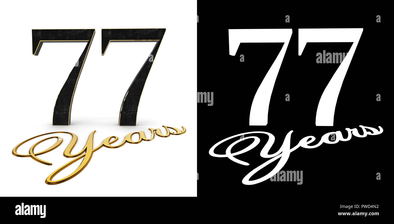 Golden number seventy seven (number 77) and the inscription years with ...