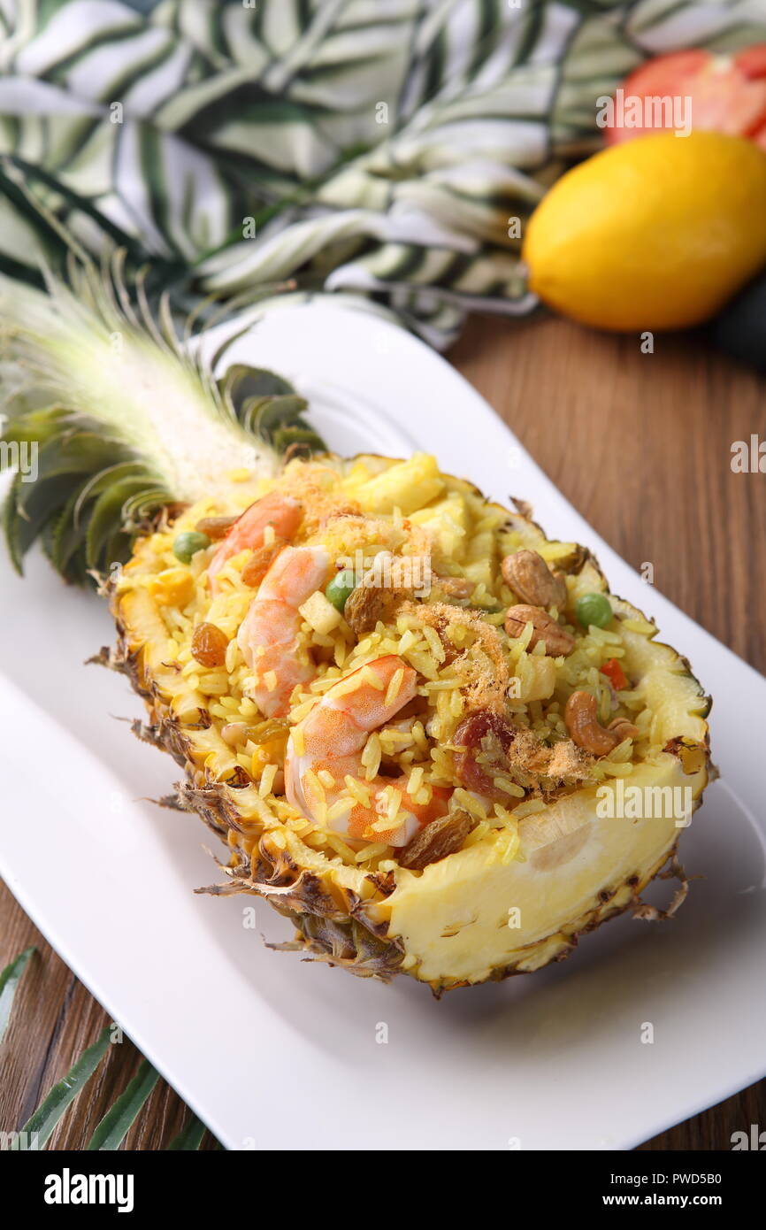 Pineapple seafood Fried rice Stock Photo - Alamy