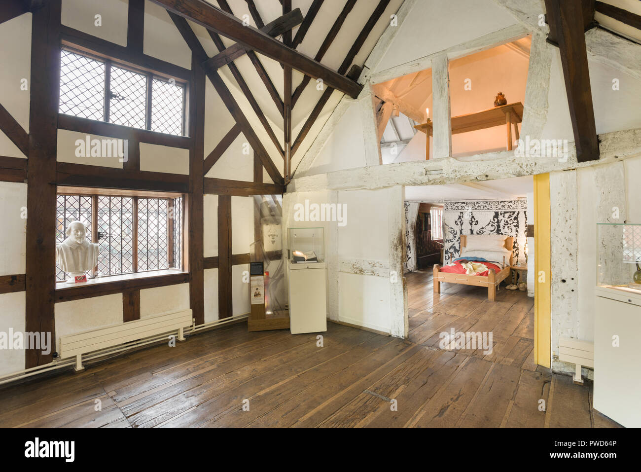 The exhibition room and girl's bedroom in Shakespeare's Birthplace on ...
