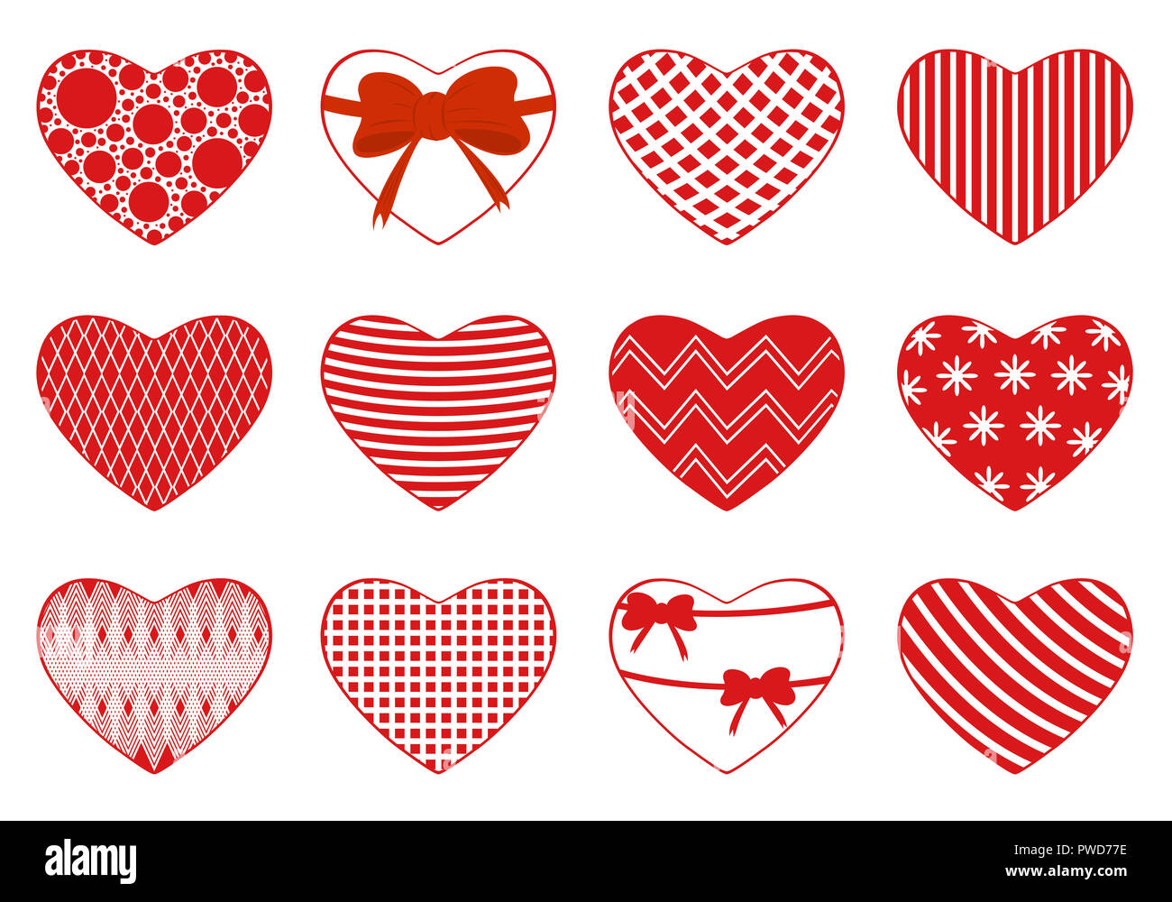 Set of different hearts isolated on white Stock Photo - Alamy