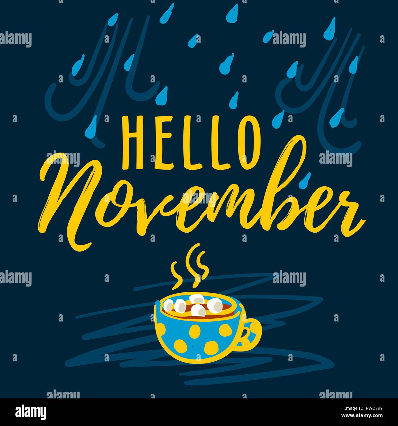 Hello November modern lettering typography, calligraphy. Vector ...