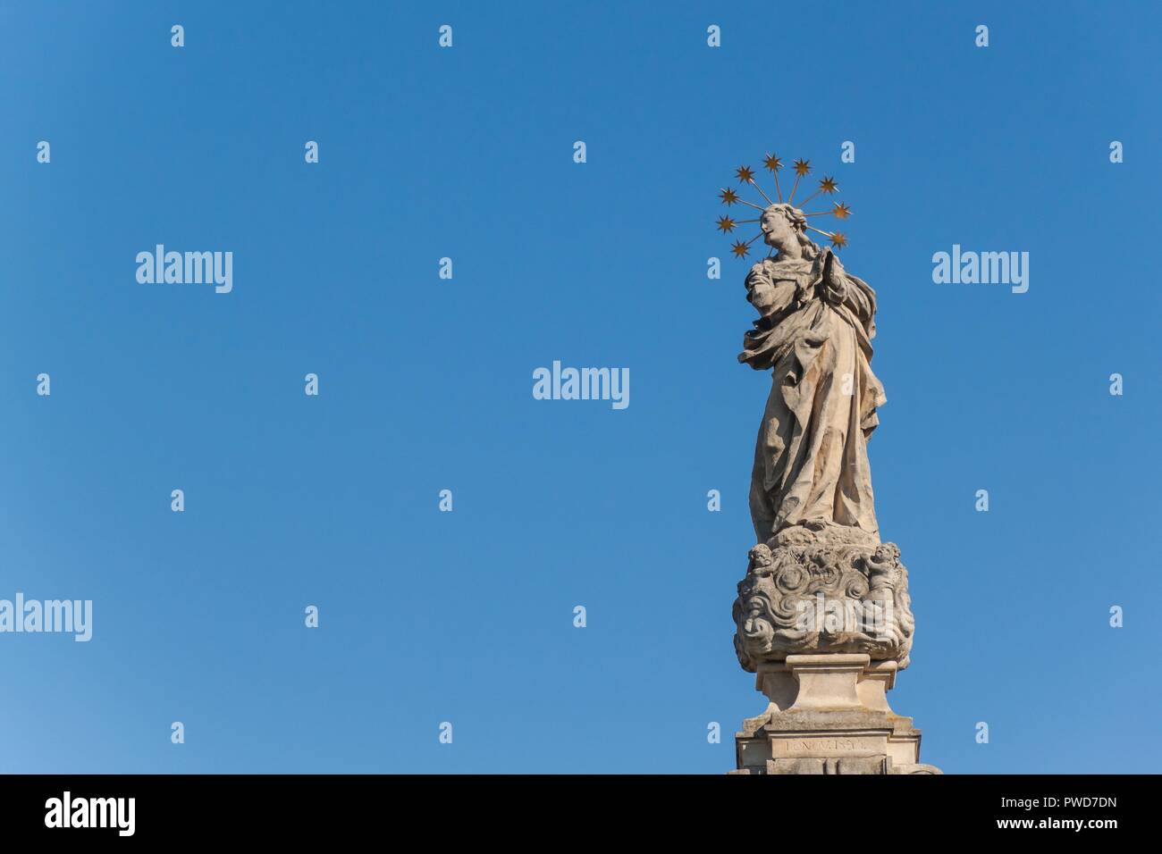 Baroque statues of saints. Detail of baroque plague column in the town ...