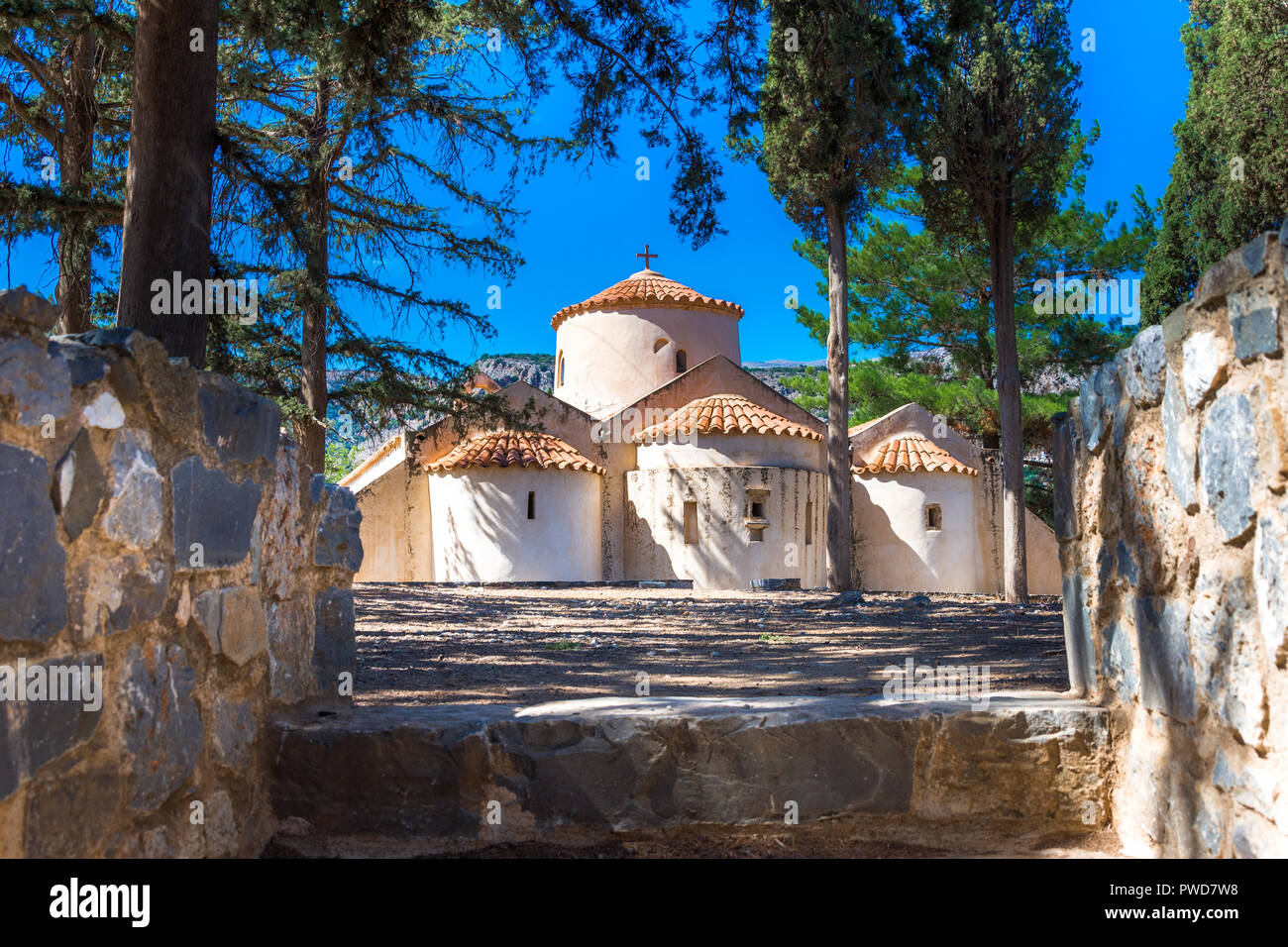 The church Panagia Kera in the village Kritsa, Crete, Greece Stock ...