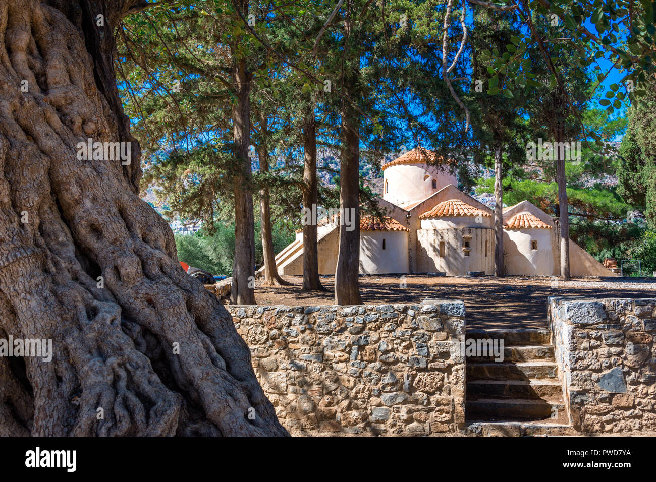 The church Panagia Kera in the village Kritsa, Crete, Greece Stock ...