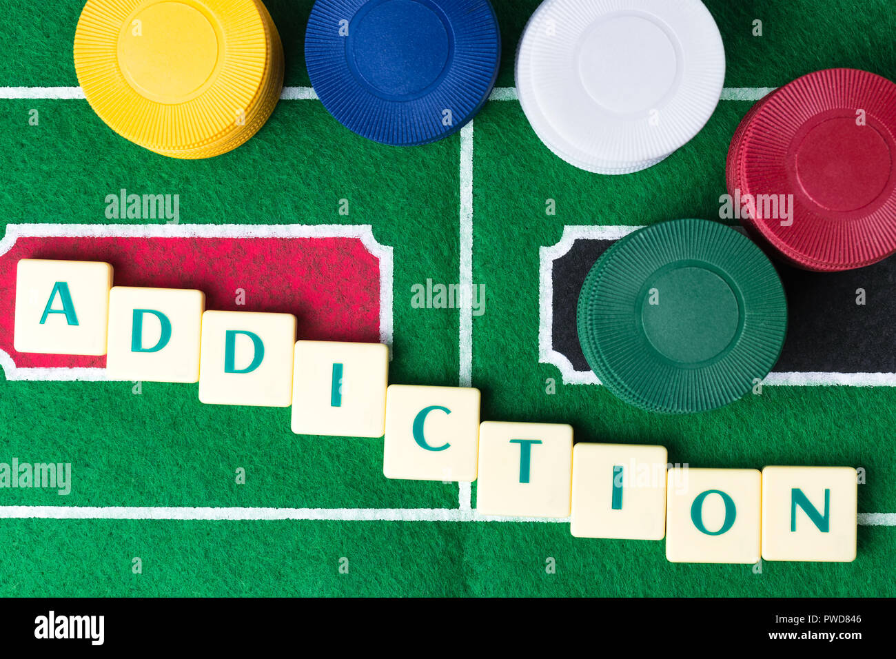 Gambling addiction abstract concept. Letter tiles Stock Photo - Alamy