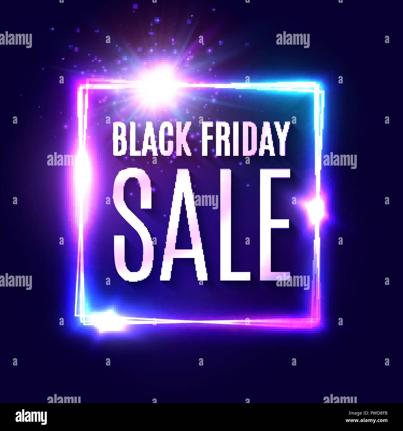 Black friday text on dark blue neon background. Discount shopping web ...