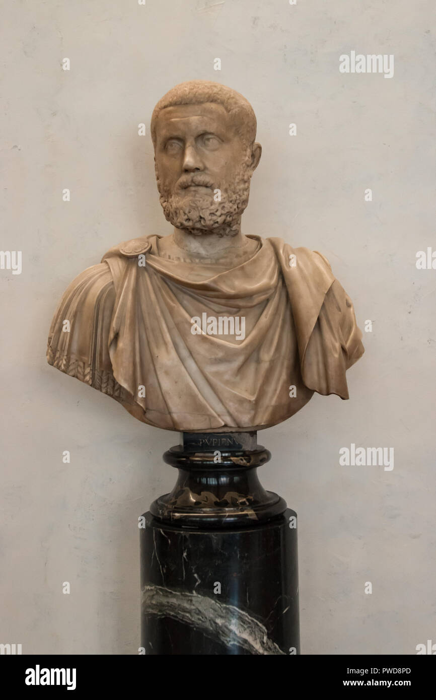 A bust on display in the Uffizi Gallery in Florence, Italy of the ...