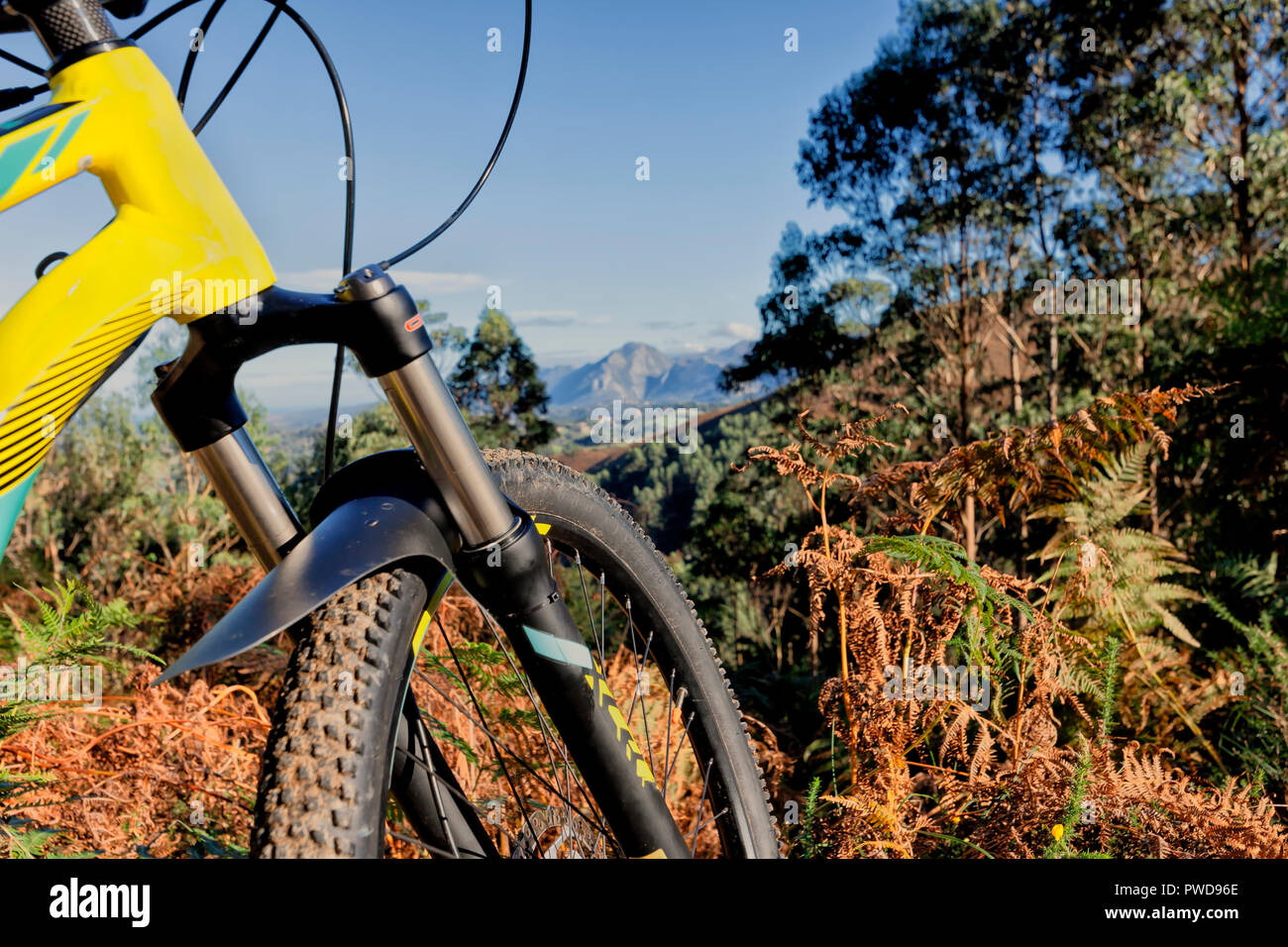 A mountain bike traveling through a beautiful landscape Stock Photo - Alamy