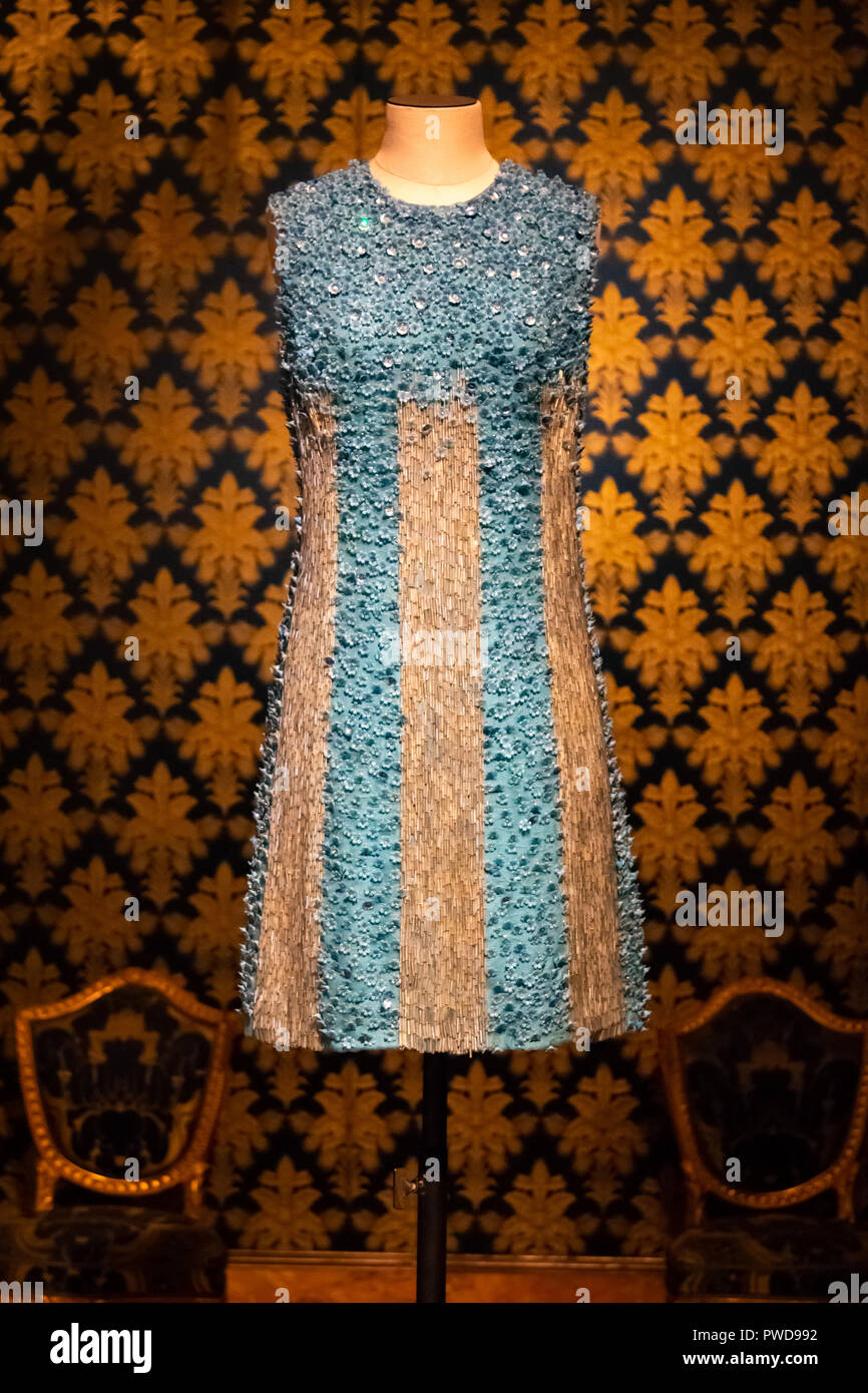 A beautiful blue and cream mini dress on display at the Costume Gallery ...