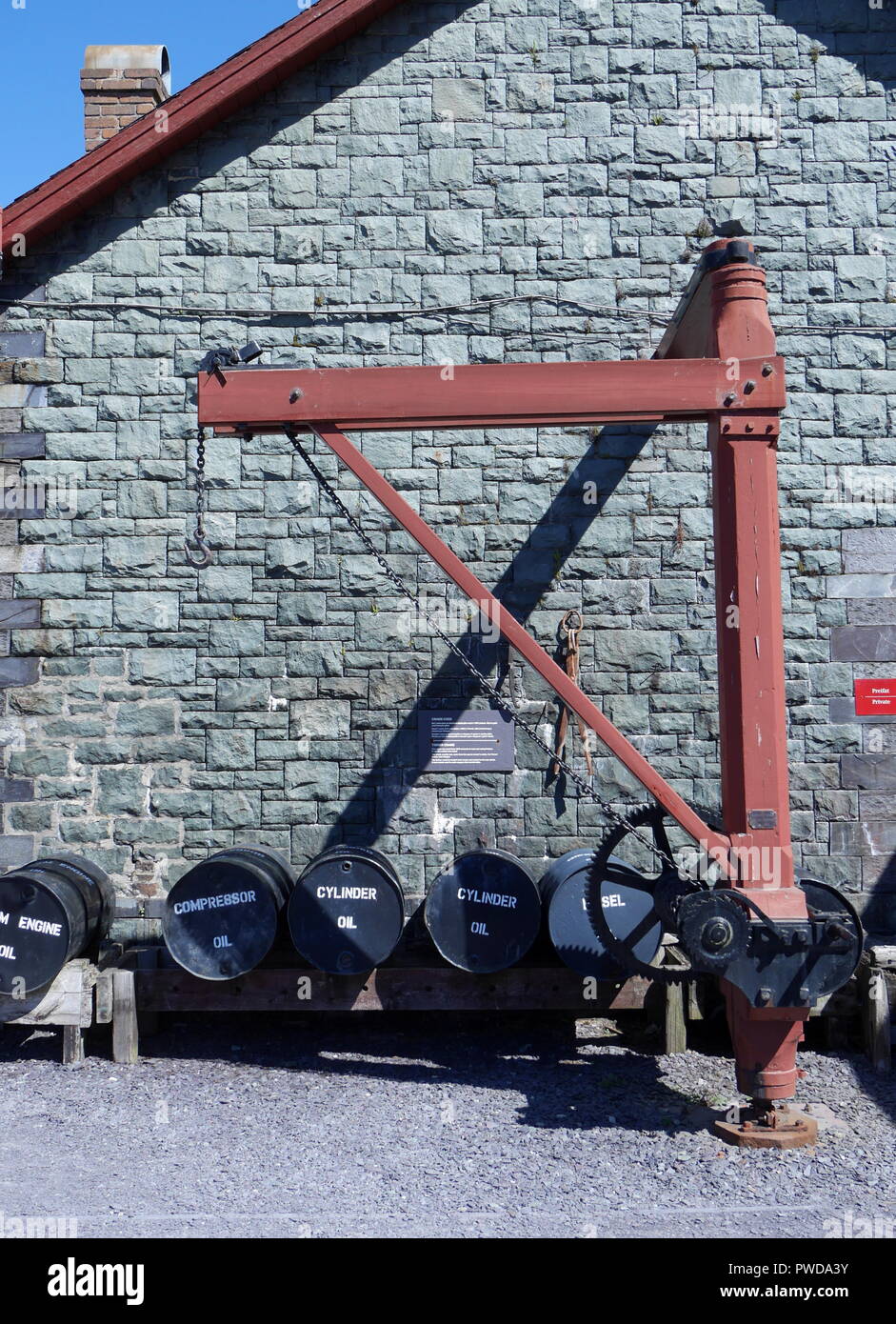 Vintage timber crane, National Slate Museum, Llanberis, Snowdonia ...