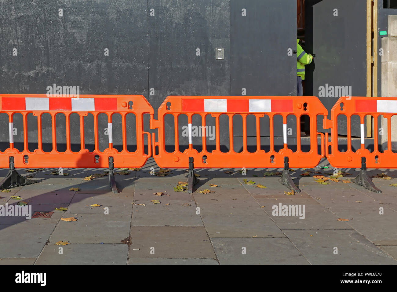 Construction Site Orange Fence Barrier Barricede Protection Stock Photo ...