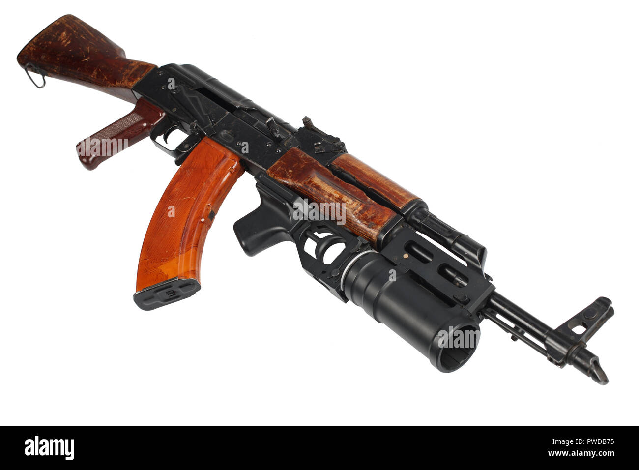 AK 47 with underbarrel grenade launcher isolated on white Stock Photo ...