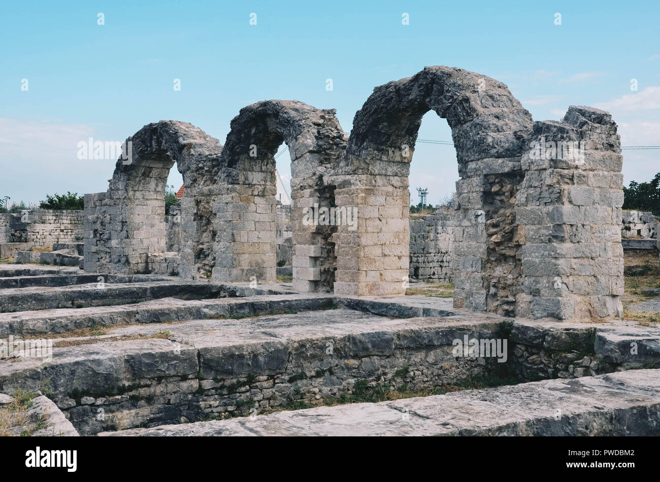 Ruins of the Roman amphitheatre at Solin (formerly Salona), near Split ...