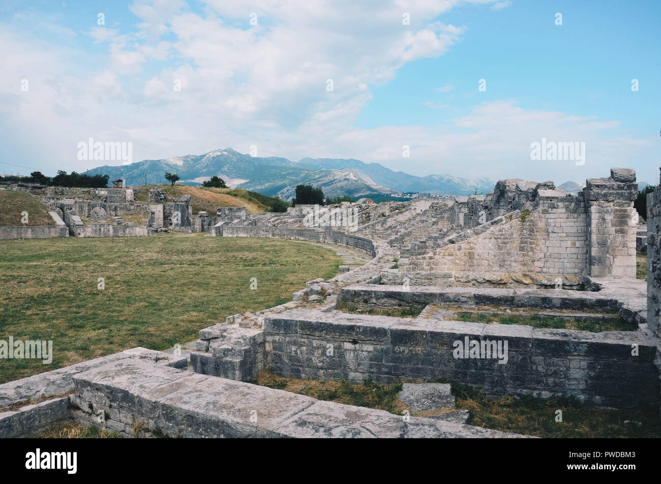 Ruins of the Roman amphitheatre at Solin (formerly Salona), near Split ...