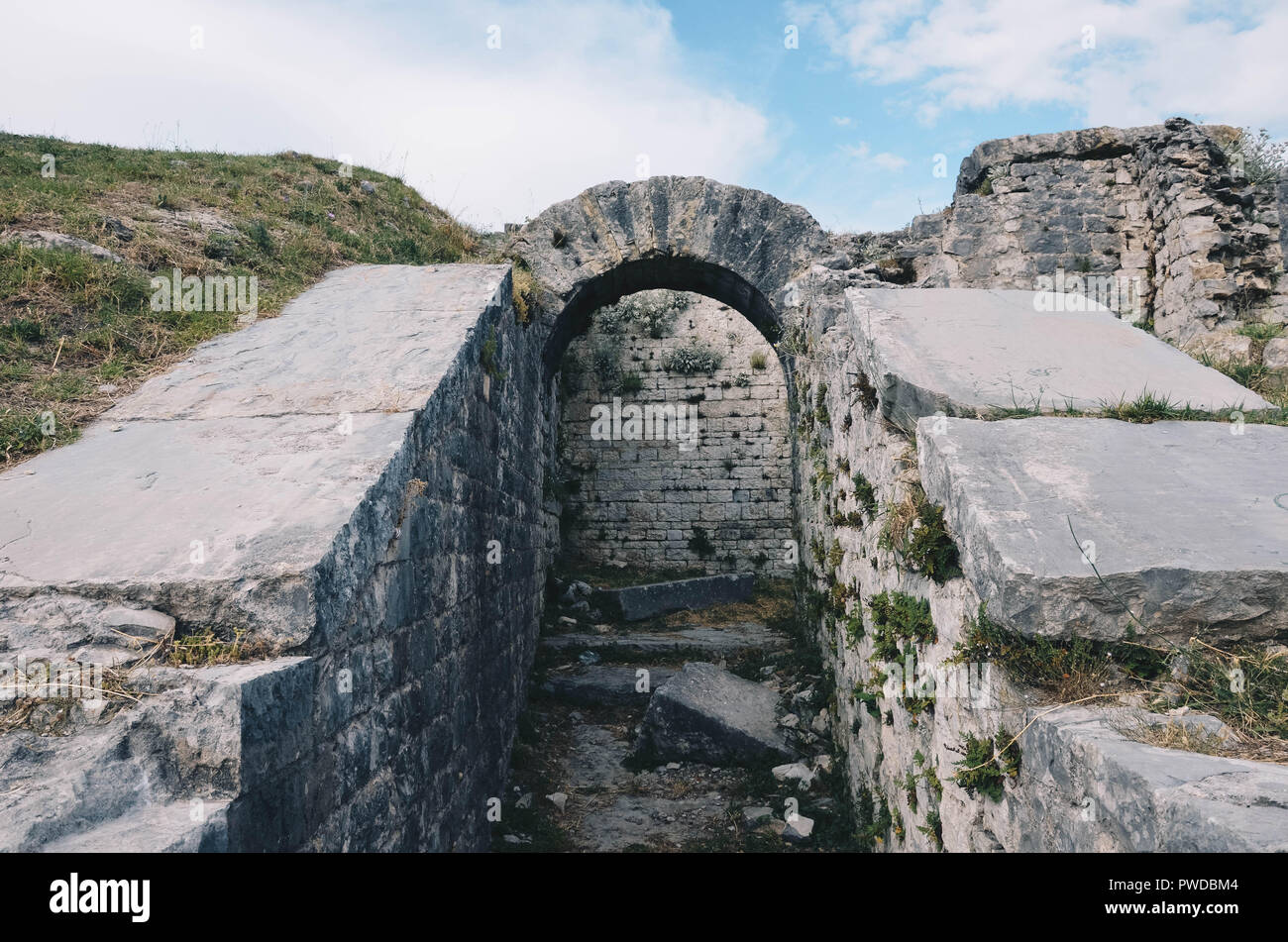 Ruins of the Roman amphitheatre at Solin (formerly Salona), near Split ...