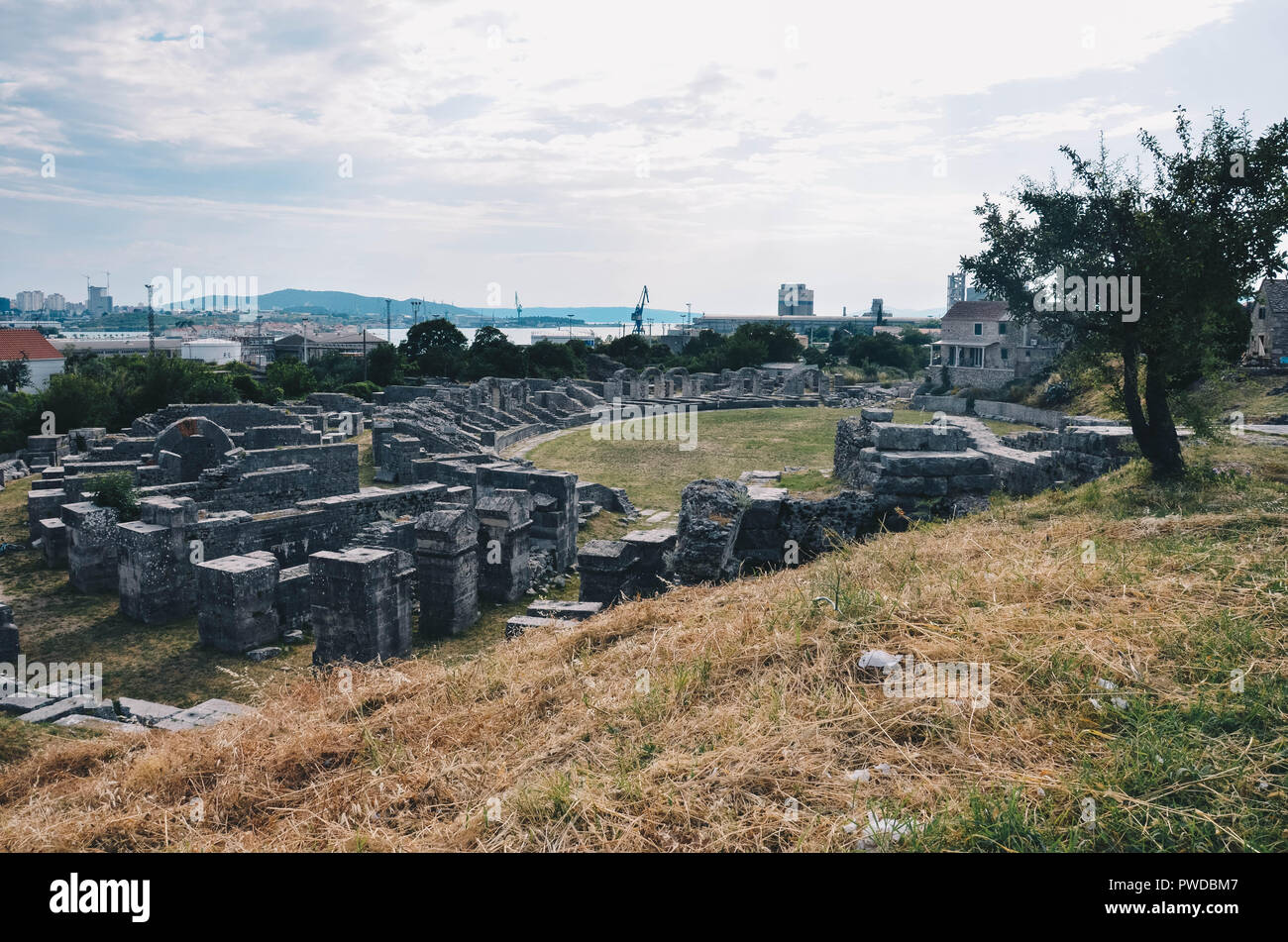 Ruins of the Roman amphitheatre at Solin (formerly Salona), near Split ...