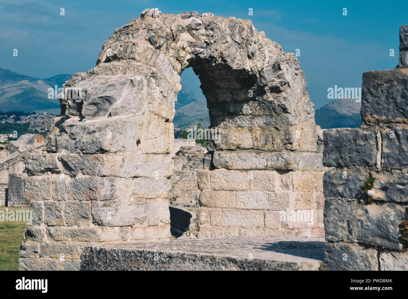 Ruins of the Roman amphitheatre at Solin (formerly Salona), near Split ...