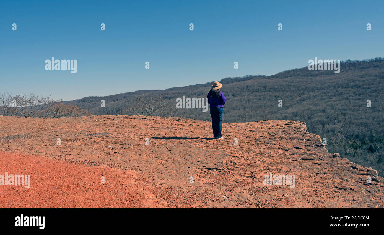 Contemplating the Distance View on Yellow Cliff in Devils Den State ...
