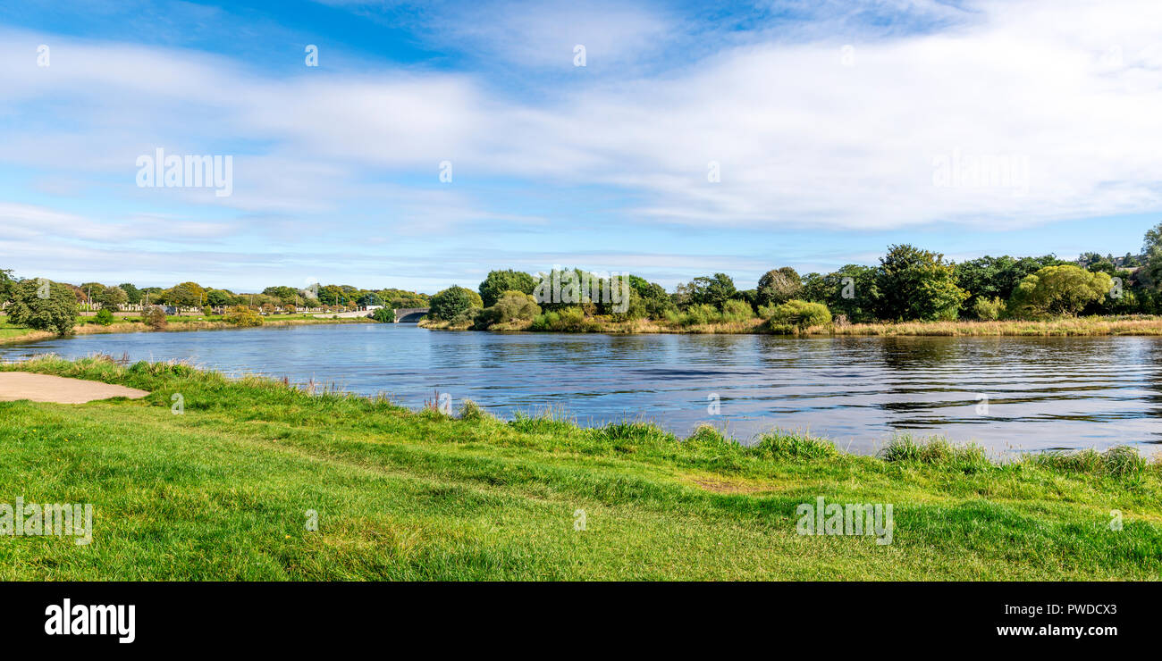A scenic beautiful panoramic view of river Dee in a nice sunny day in ...