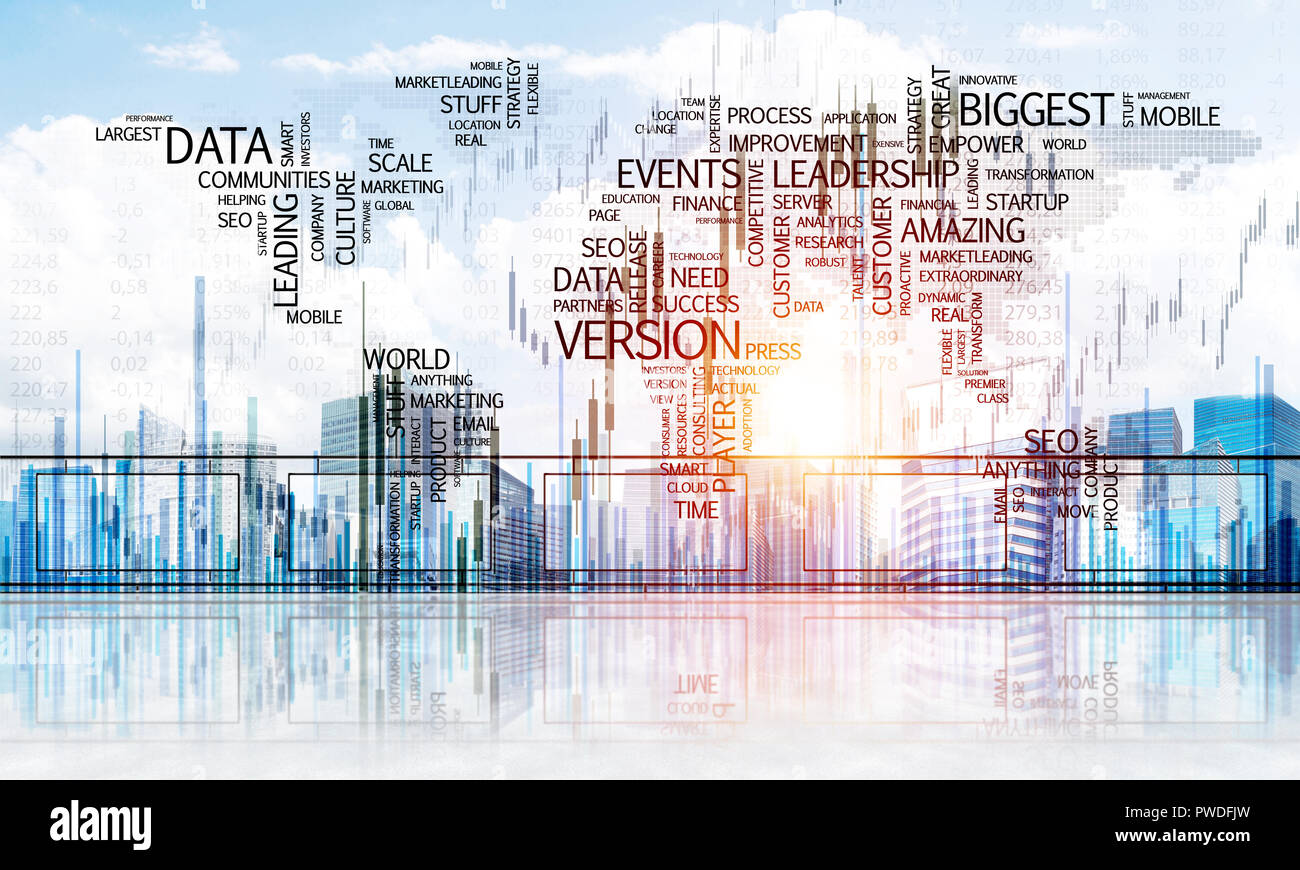 Concept of global communication and networking with world map over ...