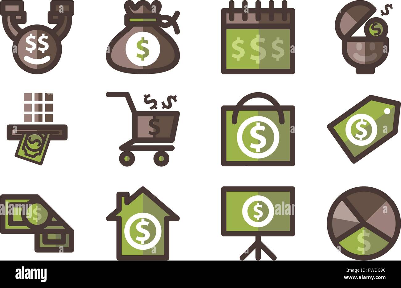 Money collection flat line Stock Vector Images - Alamy