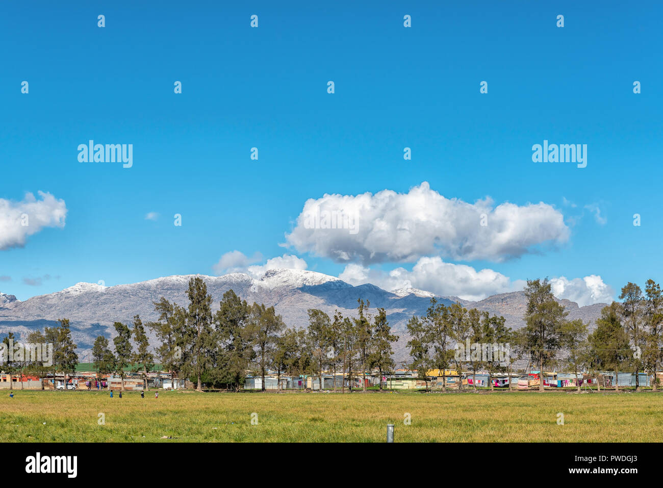 CERES, SOUTH AFRICA, AUGUST 8, 2018: A township, with shacks visible ...
