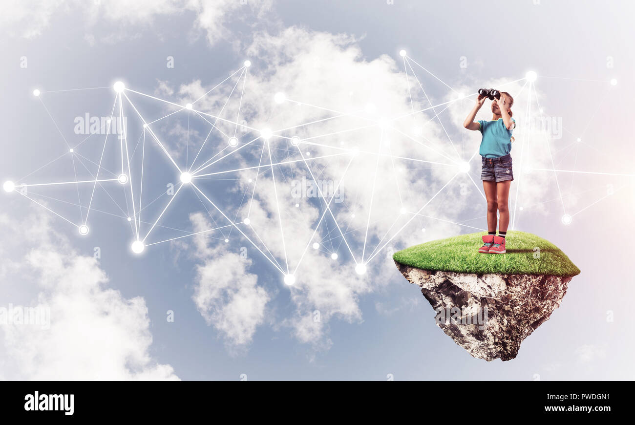 Idea of children Internet communication or online playing and pa Stock ...