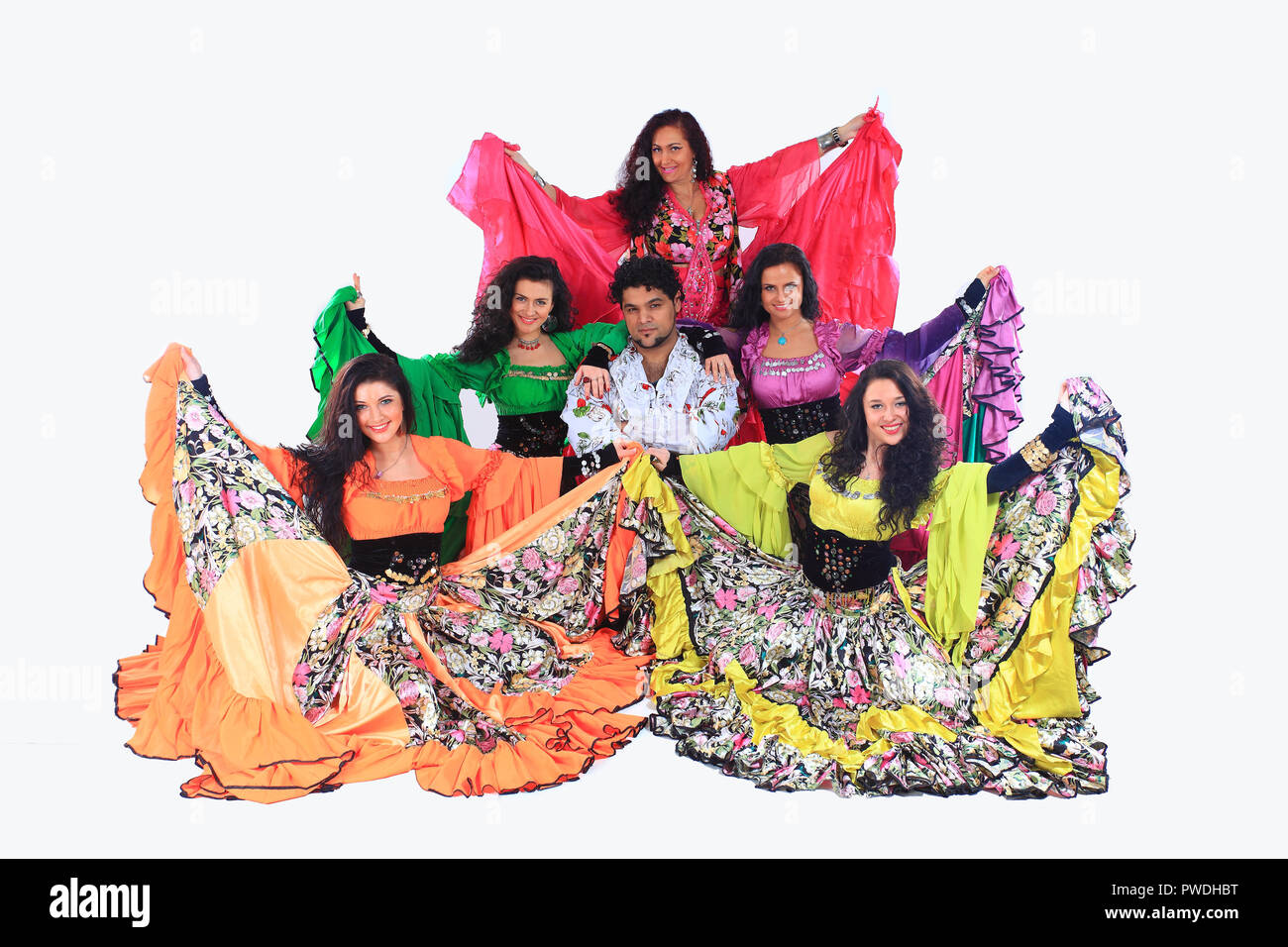 professional Gypsy dancing group in national costumes performing folk ...