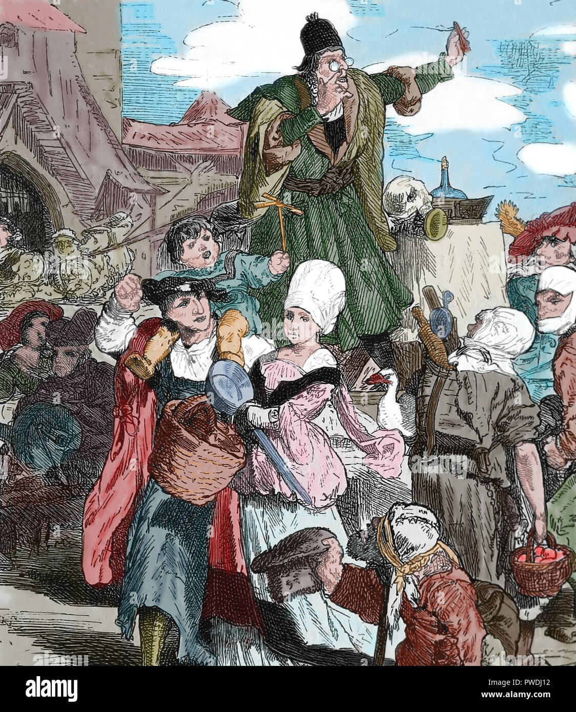 Medieval fair engraving hi-res stock photography and images - Alamy