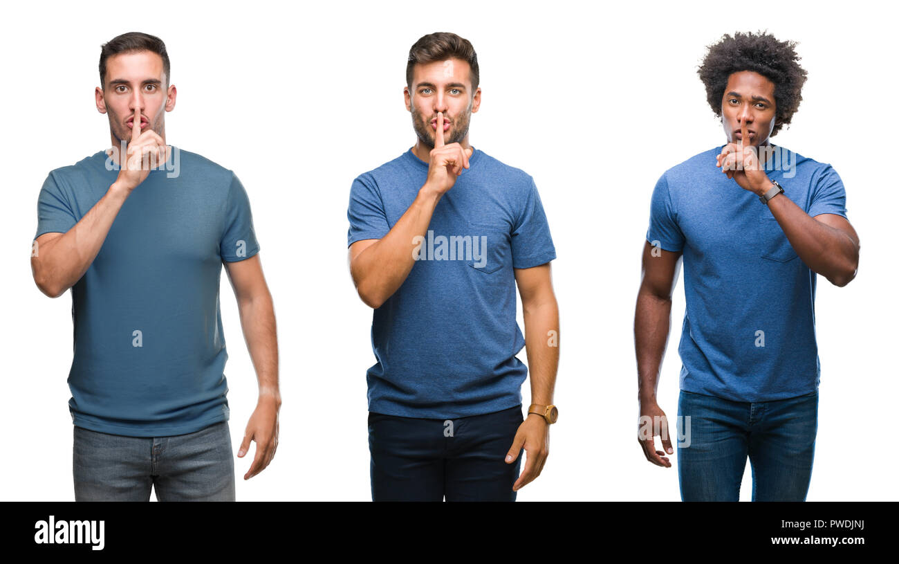 Collage of group of hispanic and african american men over isolated ...